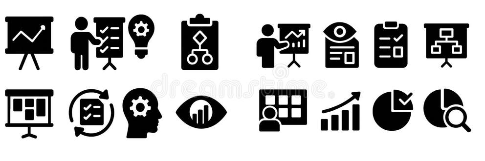 Collection of Web Icons Featuring Business Analytics, Project ...