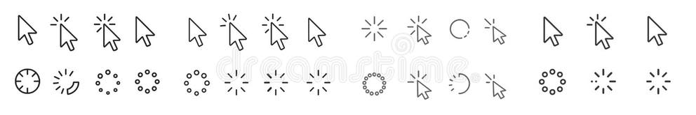Collection of Web Icons Featuring Various Cursor Designs and Indicators ...