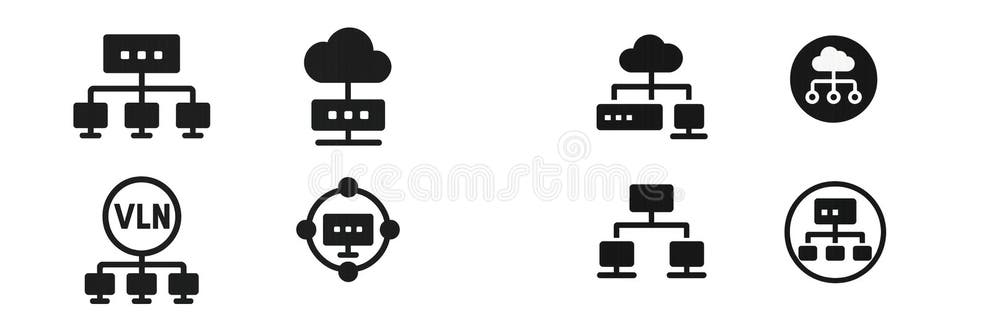Collection of Web Icons Illustrating Cloud Computing and Network ...