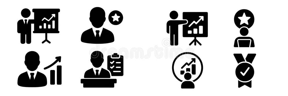 Collection of Web Icons Representing Business, Leadership, and ...