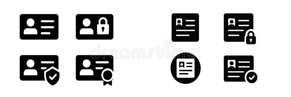 Collection of Web Icons Representing Identity Verification and Secure ...