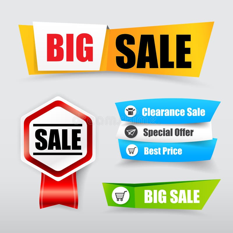 047 Collection of Web Tag Banner for Promotion Sale Discount Vector ...