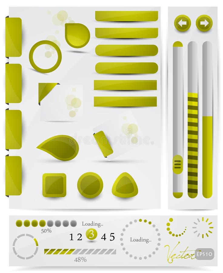 GUI Widgets and Web Design Elements Set. Stock Vector - Illustration of ...