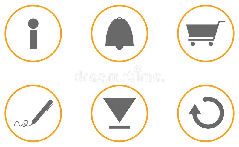 Collection of 6 Website Icons Orange Grey Stock Illustration ...
