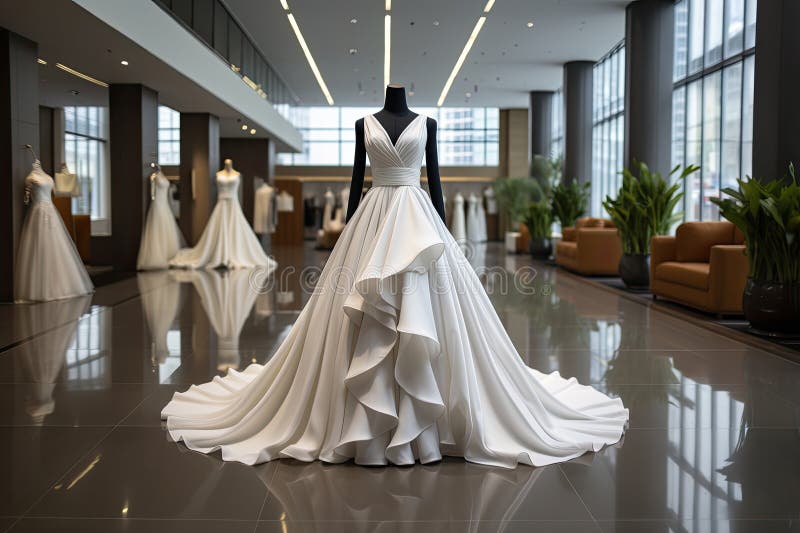 Collection of Wedding Dresses in the Shop Stock Illustration ...