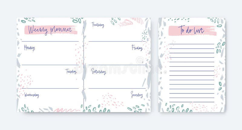Collection of Weekly Planner and To-do-list Templates Decorated by ...