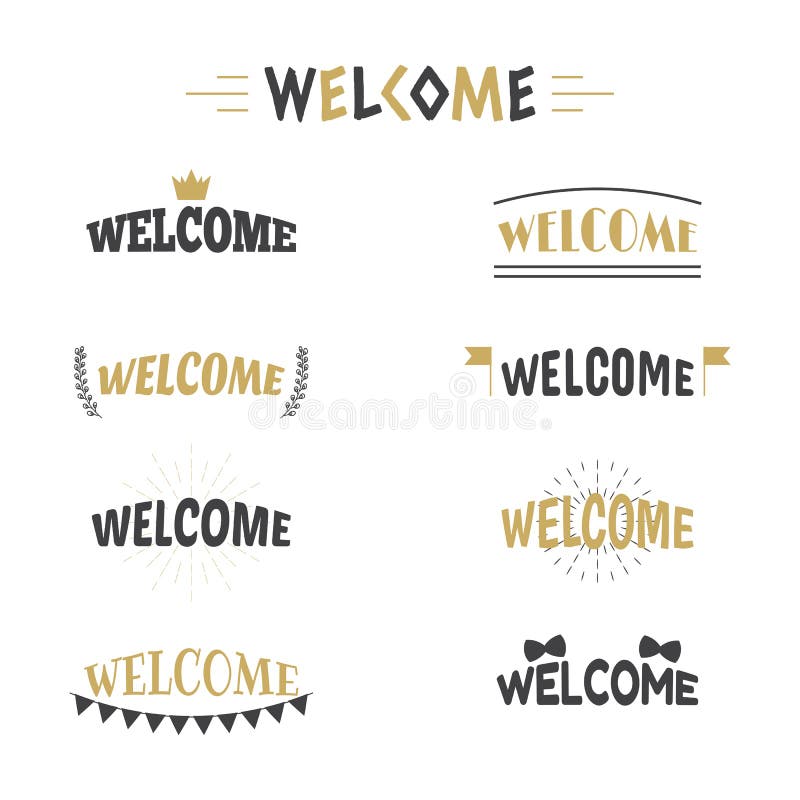 Collection of 9 Welcome Labels, Emblems, Stickers or Badges. Dec Stock ...
