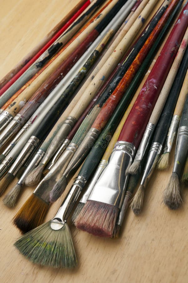 Much Used Art Paint Brushes Stock Image - Image of texture, people ...