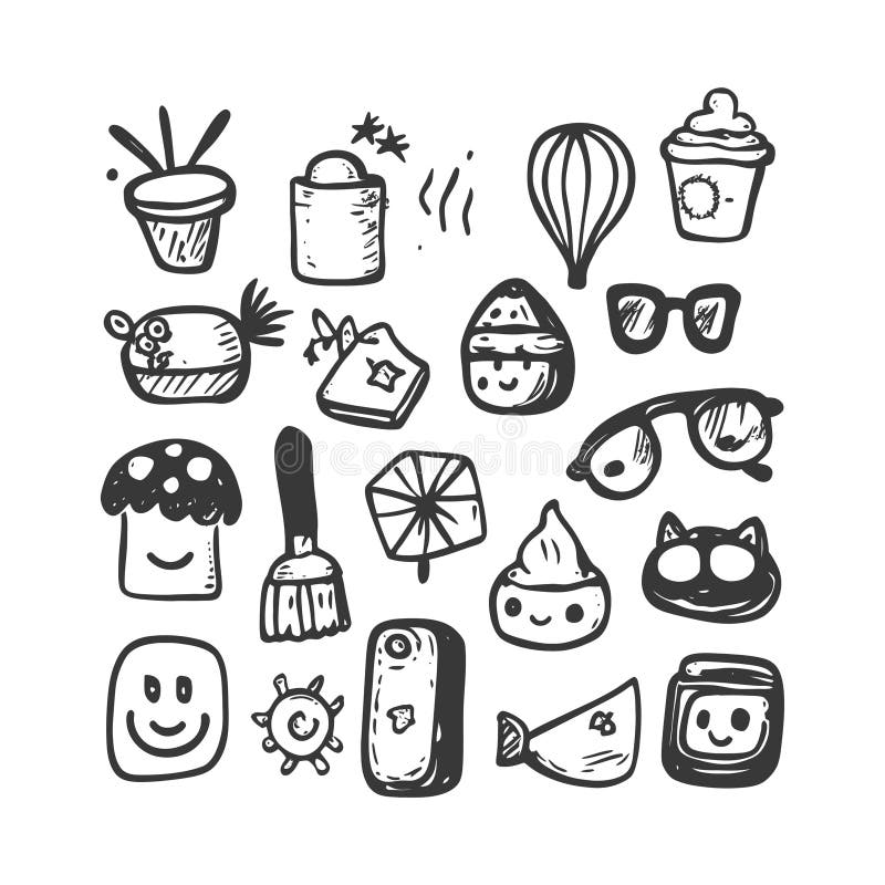 Charming Doodle Collection: Cute Hand-Drawn Icons Set Stock Vector ...