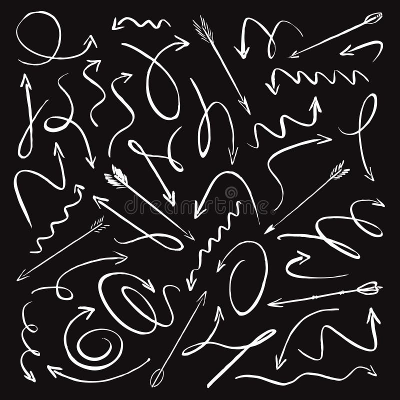 Collection of white arrows stock vector. Illustration of curly - 92327311