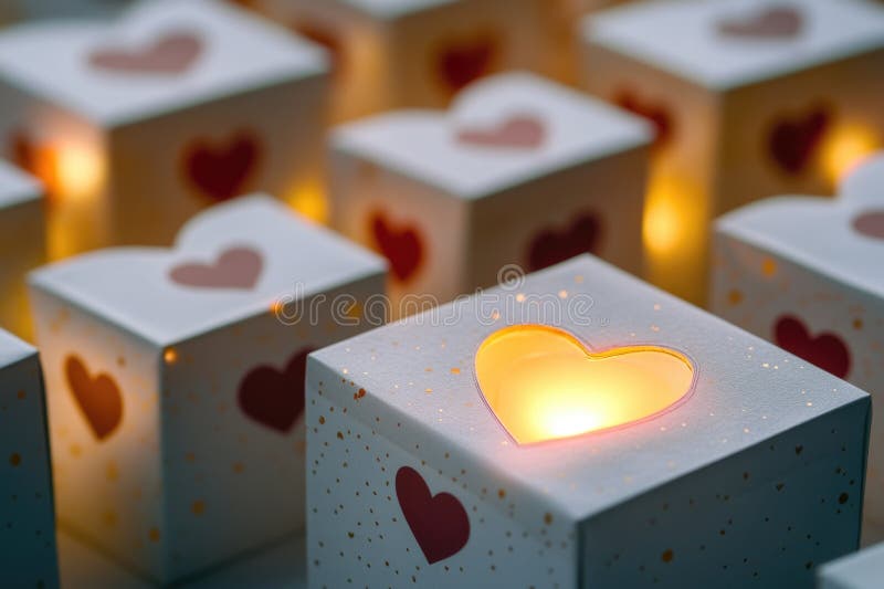 Collection of White Blocks with Red Hearts Attached, Suitable for ...