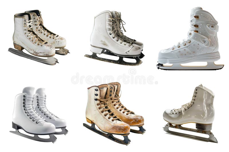 Collection of White Figure Skates with Different Conditions Stock Image ...