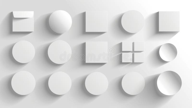 A Collection of White Geometric Shapes on a Clean White Background ...