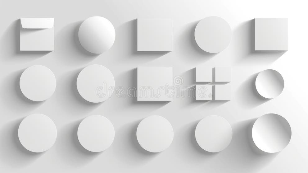 A Collection of White Geometric Shapes on a Clean White Background ...