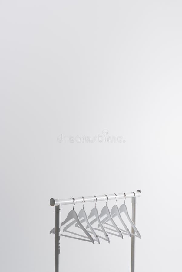 Collection of White Hangers on Garment Stock Photo - Image of white ...