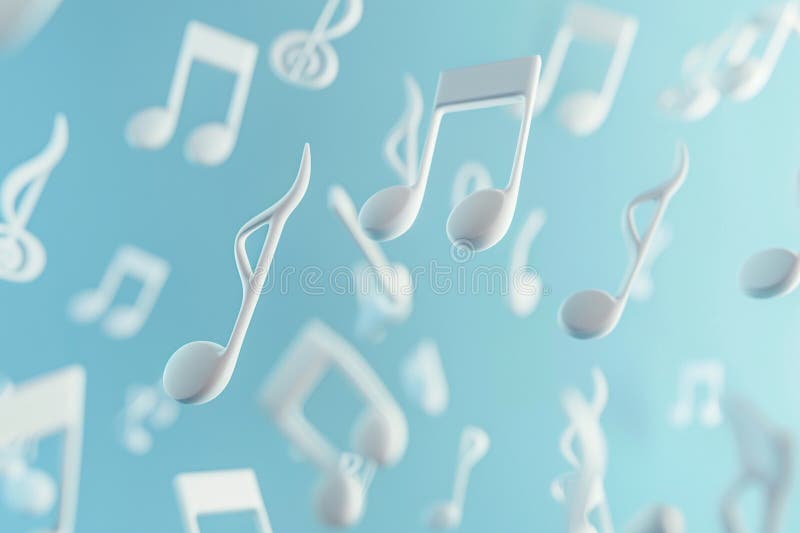 Abstract Music Notes Floating in Blue Stock Illustration - Illustration ...