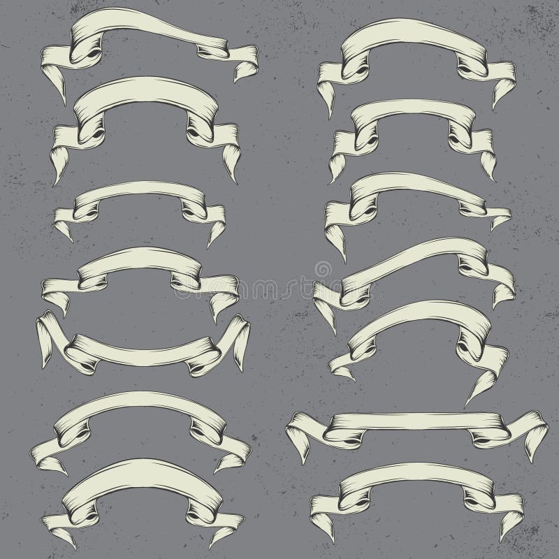 Collection of White Old Vintage Ribbons Stock Vector - Illustration of ...