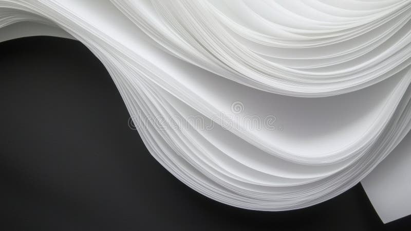 A Collection of White Paper Sheets Arranged in a Wave-like Pattern ...