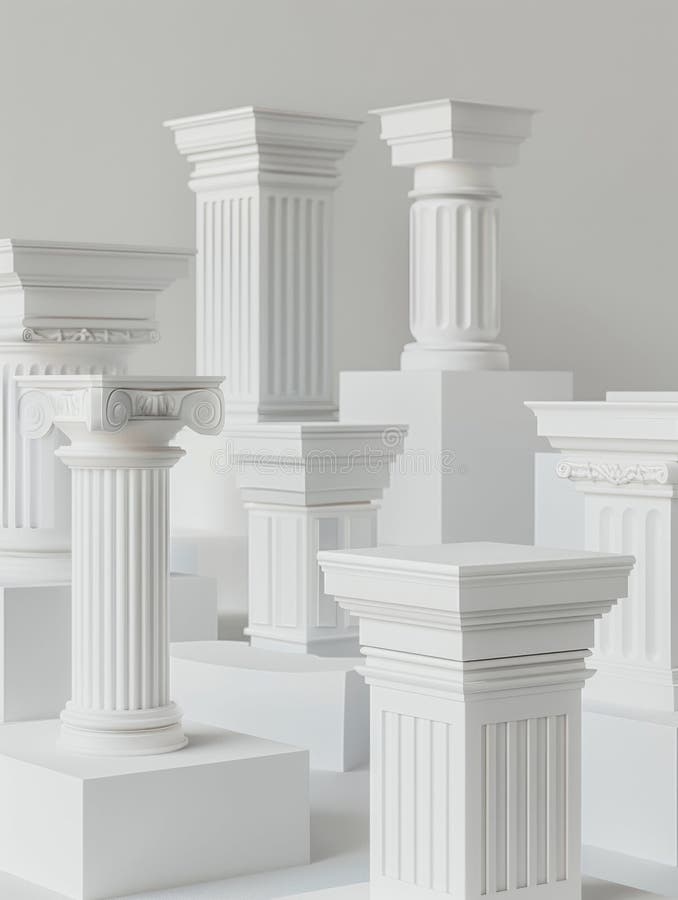 White Pillars on White Background Stock Image - Image of generated ...
