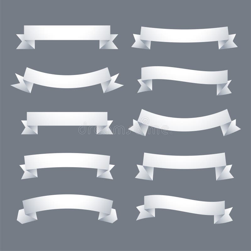 Collection of White Ribbons Banner Stock Vector - Illustration of blank ...