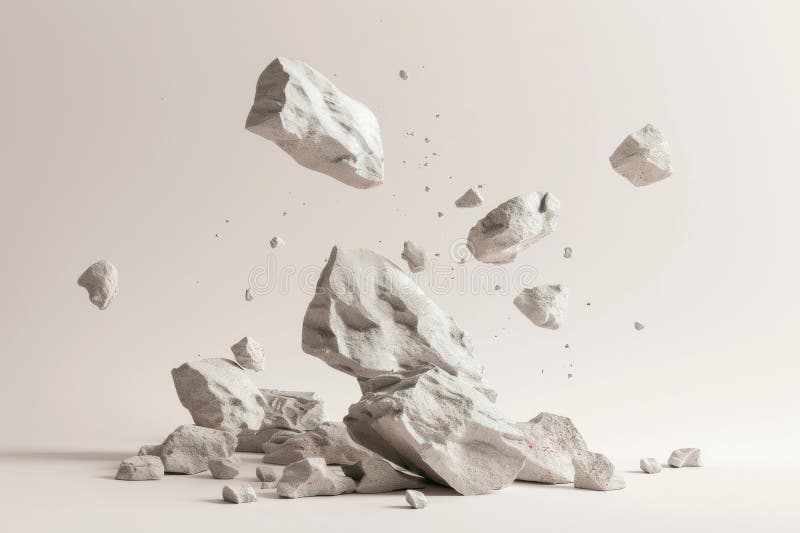 A Collection of White Rocks Appears To Be Floating on a Plain White ...