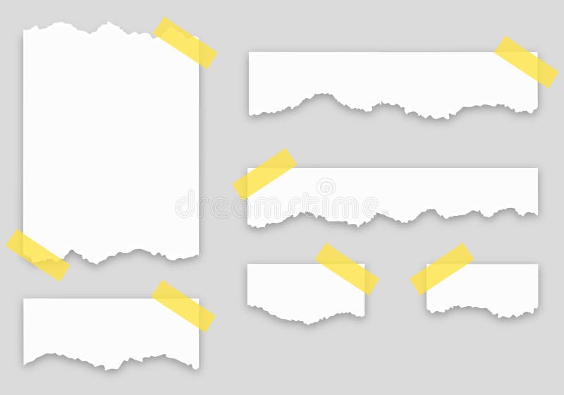 Collection of White Torn Paper Sheets with Isolated Realistic Shadow ...