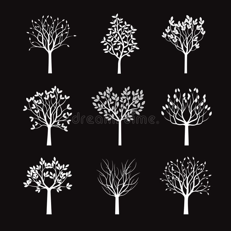 Collection of White Trees. Vector Illustration Stock Illustration ...