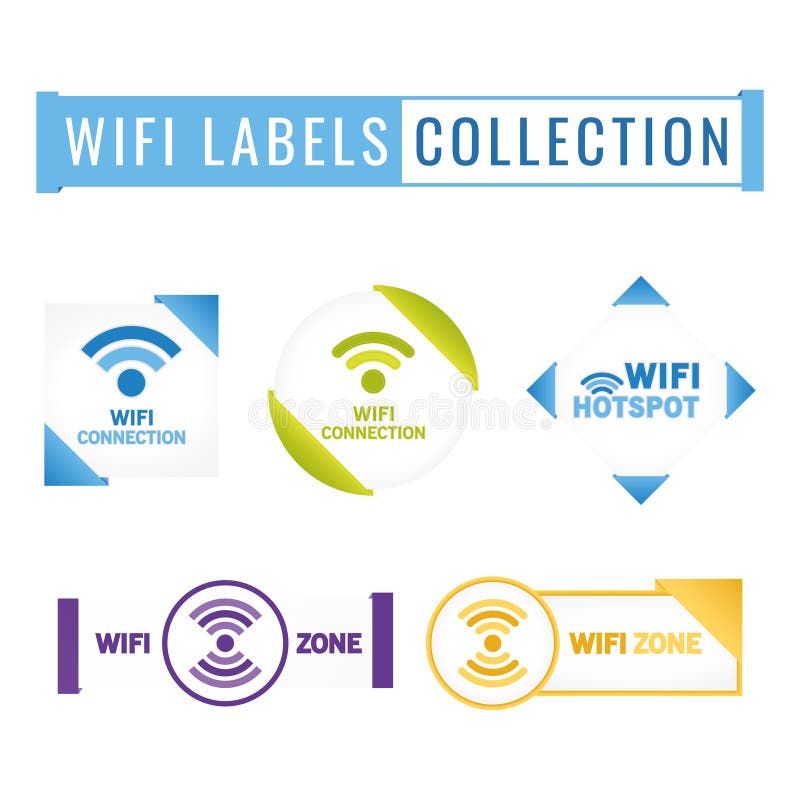 Collection of Wifi Label Vector Stock Vector - Illustration of design ...