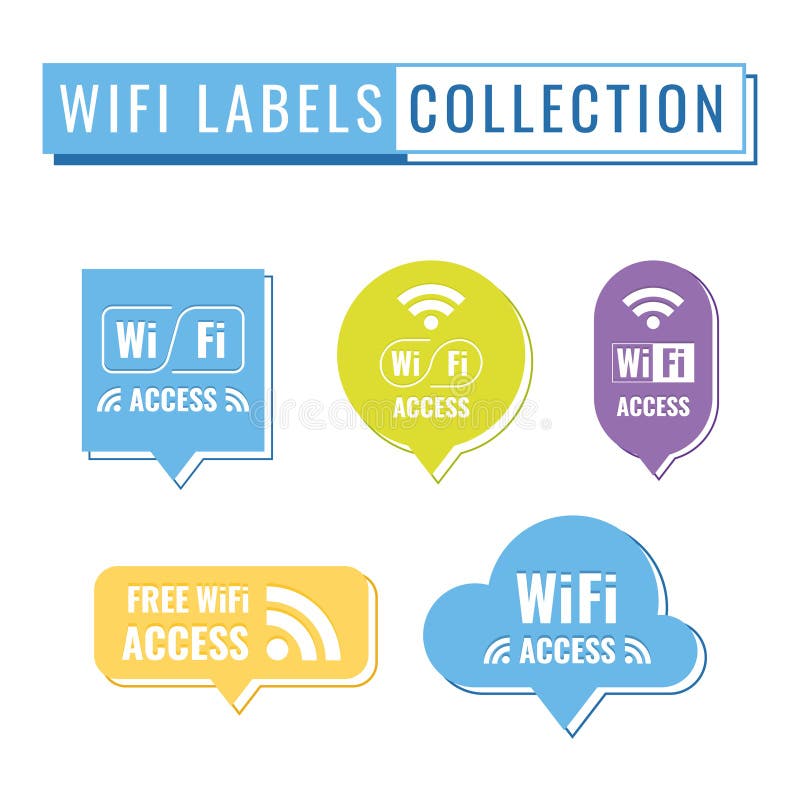 Collection of Wifi Label Vector Stock Vector - Illustration of mobile ...