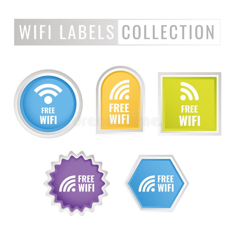 Collection of Wifi Label Vector Stock Vector - Illustration of sticker ...