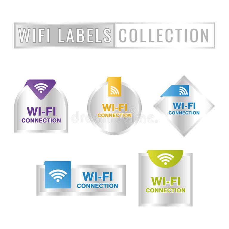 Collection of Wifi Label Vector Stock Vector - Illustration of power ...