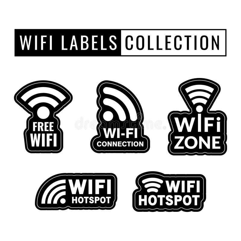 Collection of Wifi Label Vector Stock Vector - Illustration of sticker ...