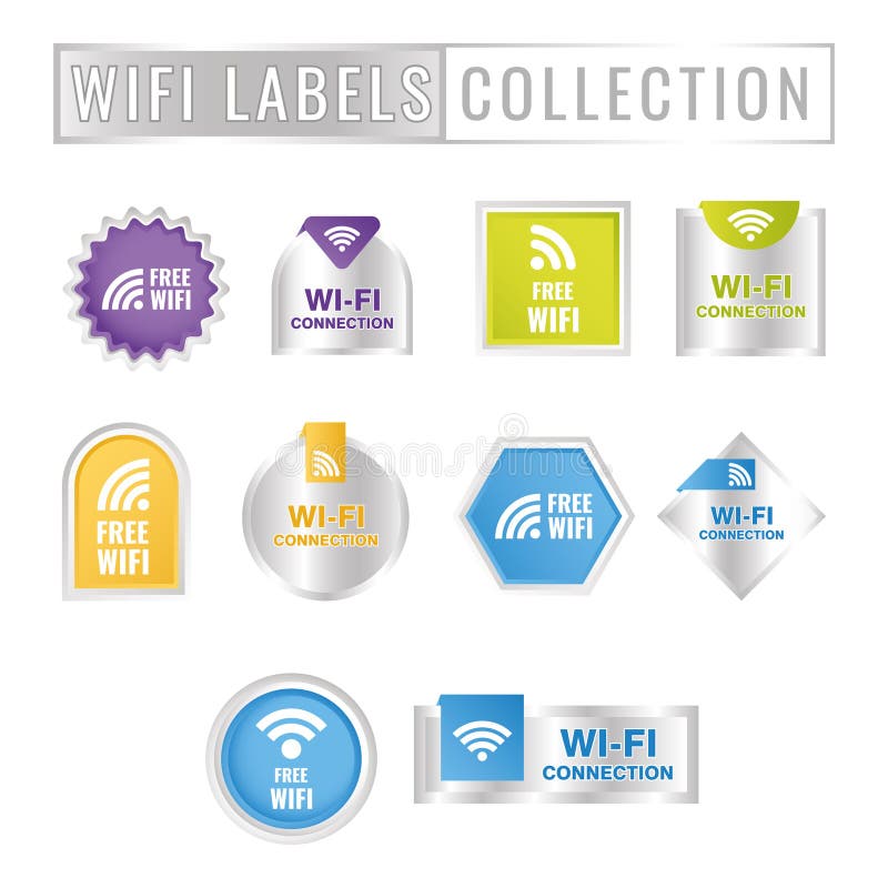 Collection of Wifi Label Vector Stock Vector - Illustration of wireless ...