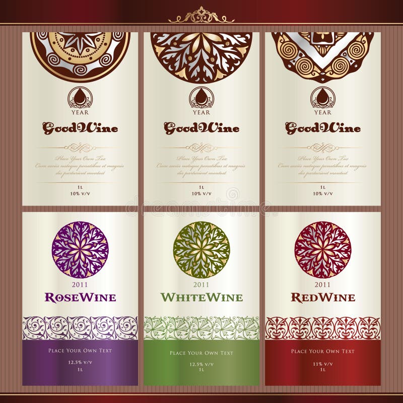 Collection of wine labels stock vector. Illustration of bottle - 21054570