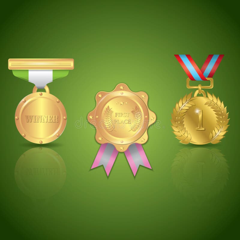 Collection of Winner Prizes. Vector Illustration Decorative Design ...