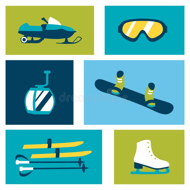 Collection of Winter Icons Activities in Flat Design Style Stock Vector ...