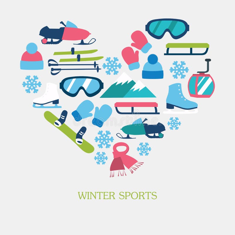Collection of Winter Icons Activities in Flat Design Style Stock Vector ...