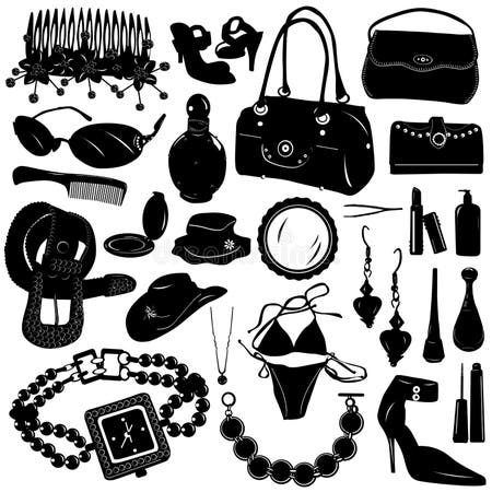 Collection of Women Accessories Vector Stock Vector - Illustration of ...