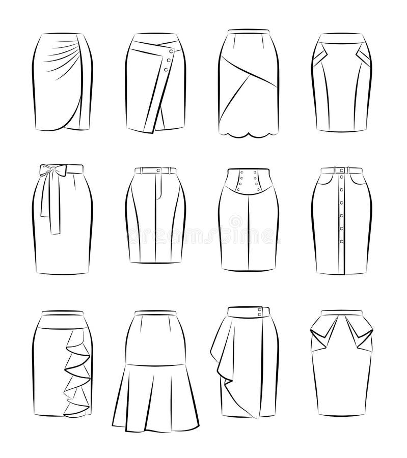 Women`s Skirts Long and Short Stock Vector - Illustration of womens ...