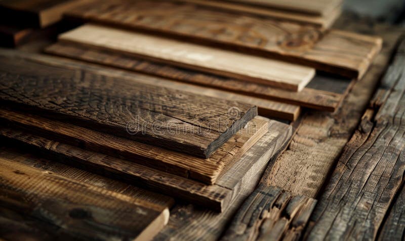A Collection of Wood Samples is Displayed on a Rustic Surface ...