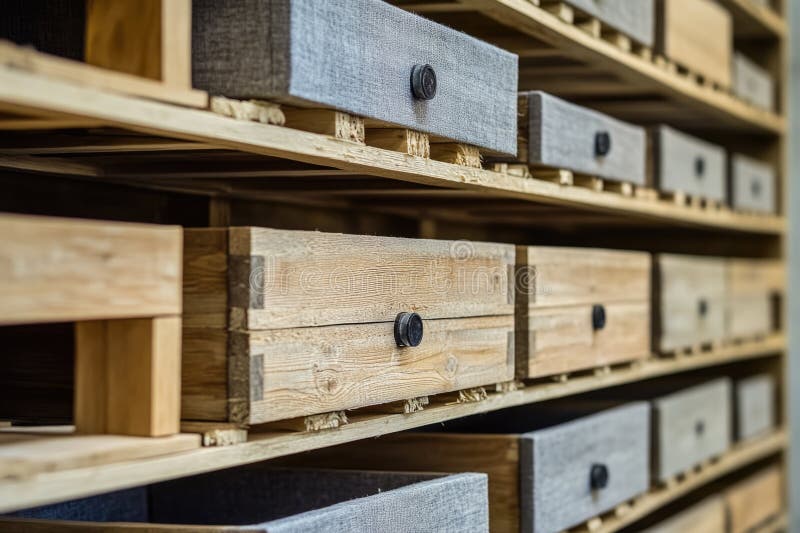 A Collection of Wooden Containers Piled High Stock Image - Image of ...