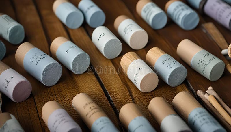 Collection of Wooden Cylinders with Text Stock Illustration ...