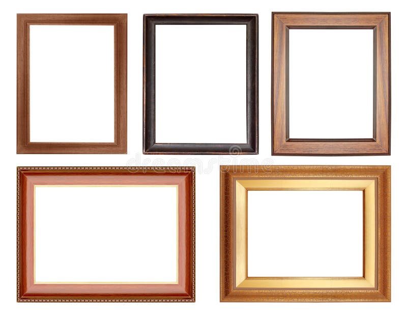 Collection Wooden Frame Isolated on White Stock Image - Image of design ...