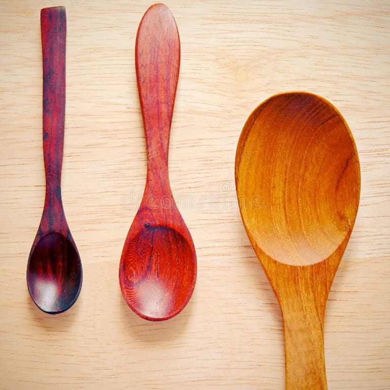 Collection of Wooden Kitchen Spoons Stock Photo - Image of implement ...