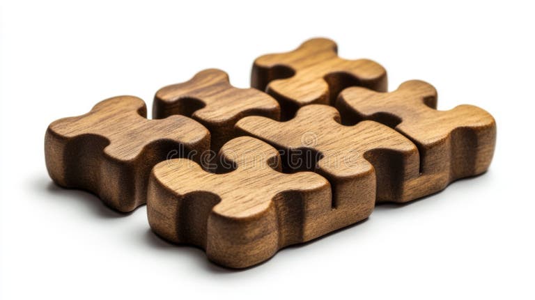 A Collection of Wooden Puzzle Pieces Arranged Creatively. these Pieces ...