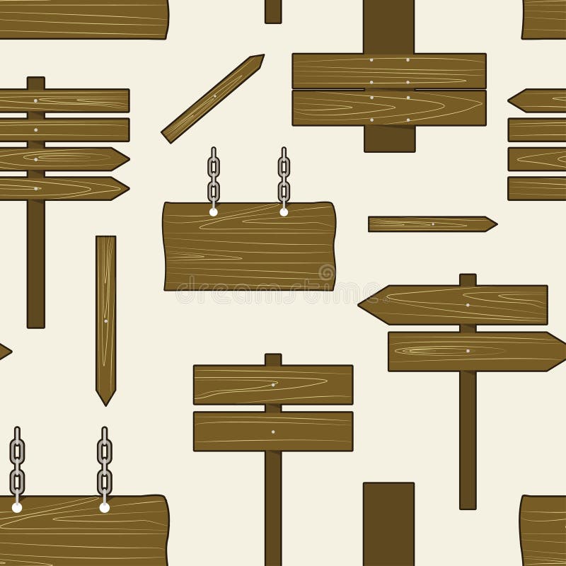 Collection of Wooden Signs Pattern Stock Illustration - Illustration of ...