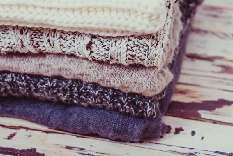 Collection of Woolen Clothes Stock Image - Image of home, closeup: 81073137