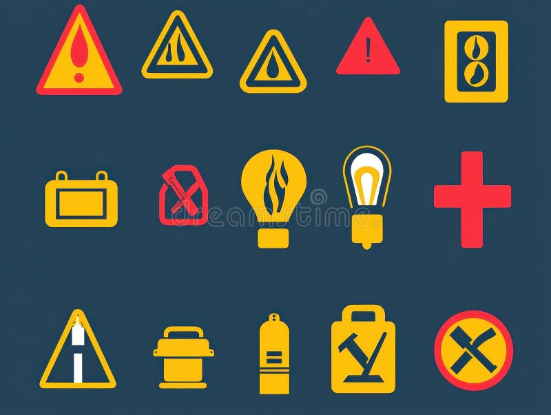 A Collection of Work Safety Icons Representing Various Safety Measures ...