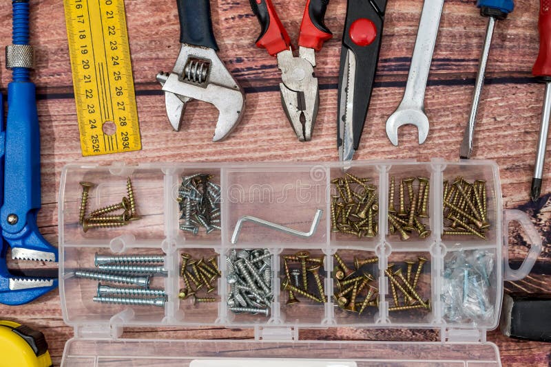 Collection work tools stock image. Image of hammer, retro - 109273181