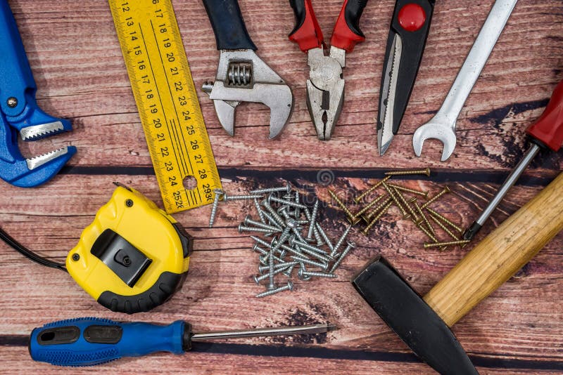 Collection work tools stock image. Image of tools, collection - 85987115